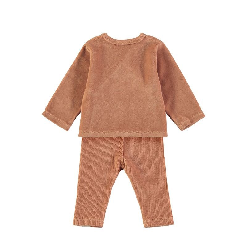 Conjunto Bebé Velour Terracota| Babyclic